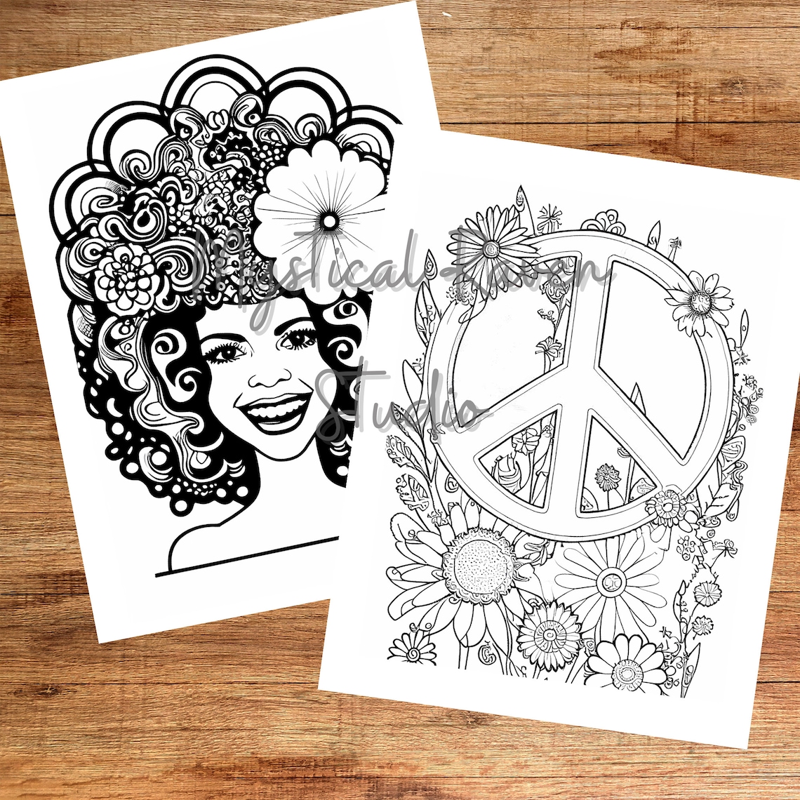 50 Groovy 70s Retro Coloring Sheets-unique Illustrations - Adults+kids ...