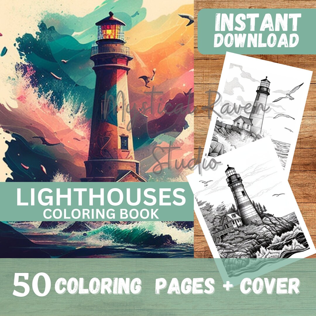 50 Unique Lighthouses Coloring Sheets, Adults + Kids - Download ...