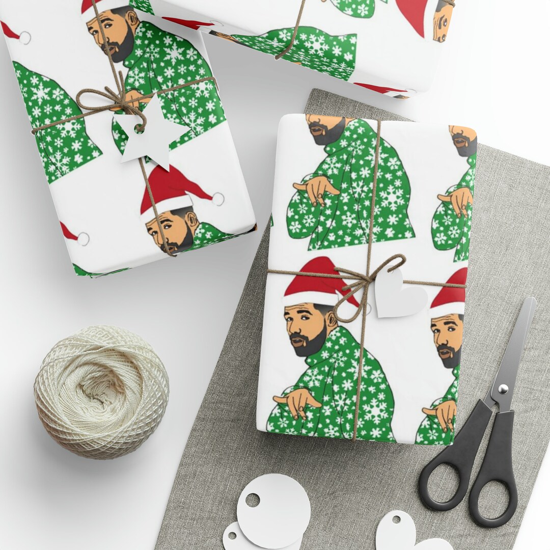 Drake Santa Wrapping Paper, Drake Gift Wrap, Drake Birthday Gift Paper ...
