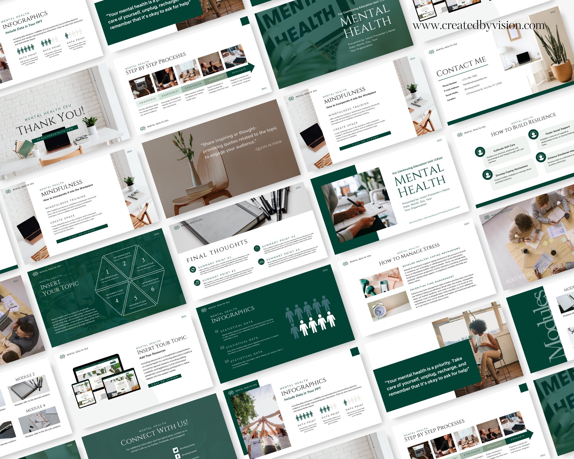 Canva Presentation Template, Slide Deck Business, Mental Health PPT, Infographic, Modern ...