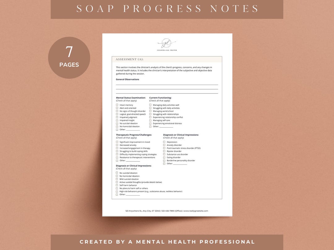 Therapy SOAP Progress Notes Template, Therapist Template, Social Work ...