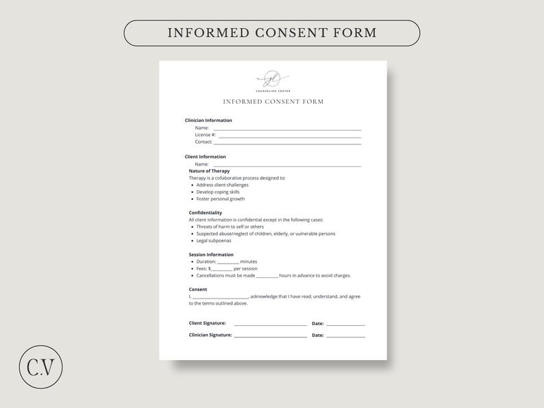 Therapy Informed Consent, Social Work Template, Counseling Form ...