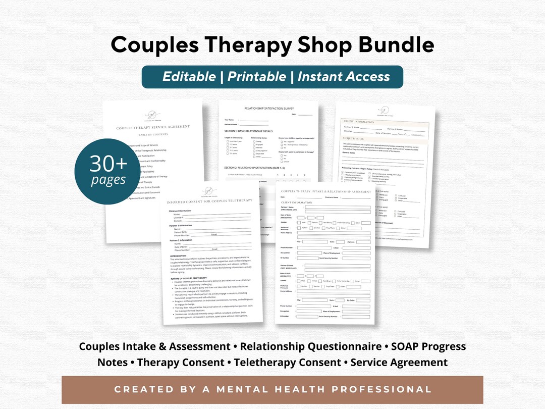 Couples Therapy Forms Bundle, Couples Therapy Intake & Relationship ...