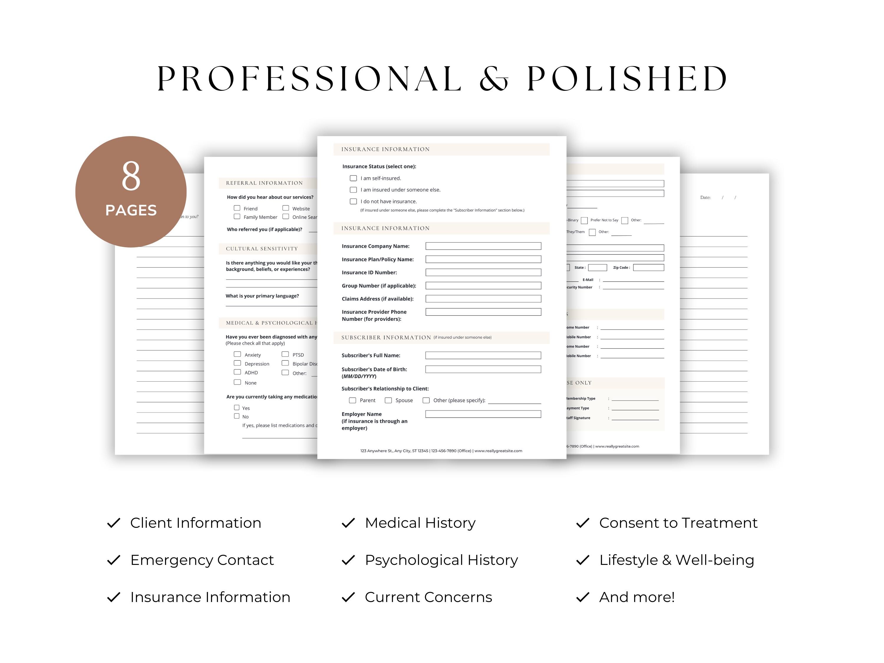 Therapy Client Intake Form, Therapist Template, Counseling Intake Form ...