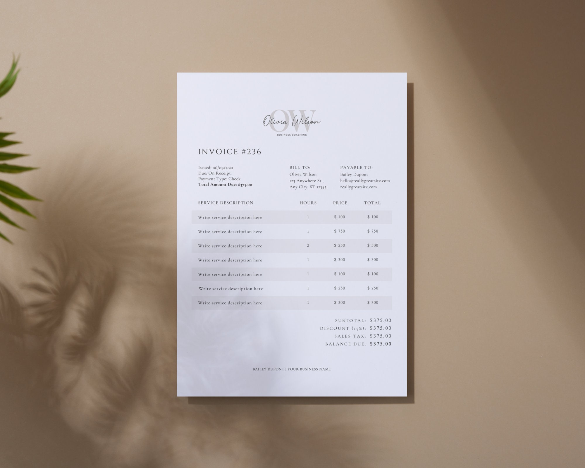 Minimalist Invoice Template | Business Template | Small Business ...