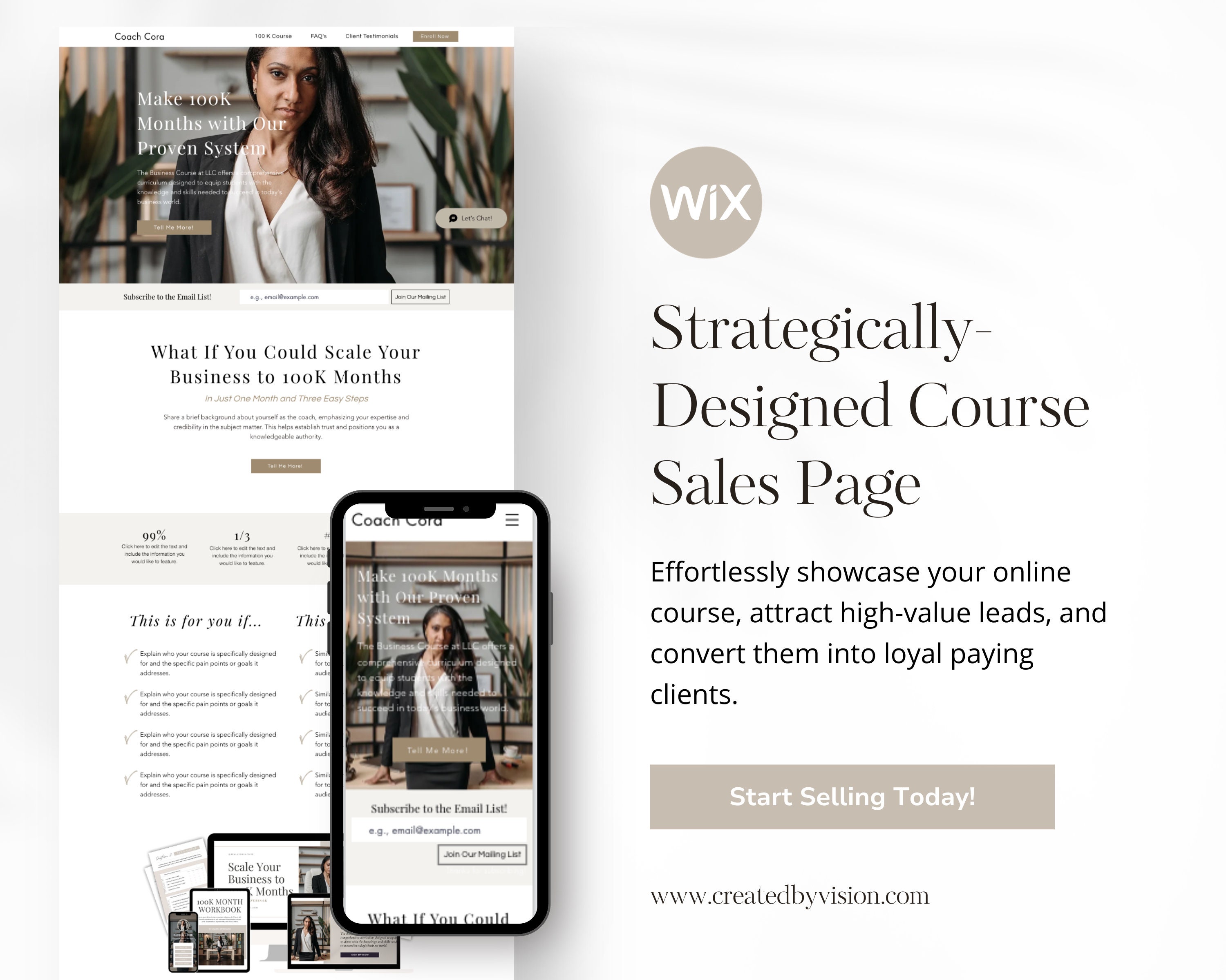 WIX Website Template Sales Page Template Sales Funnel Service Business ...