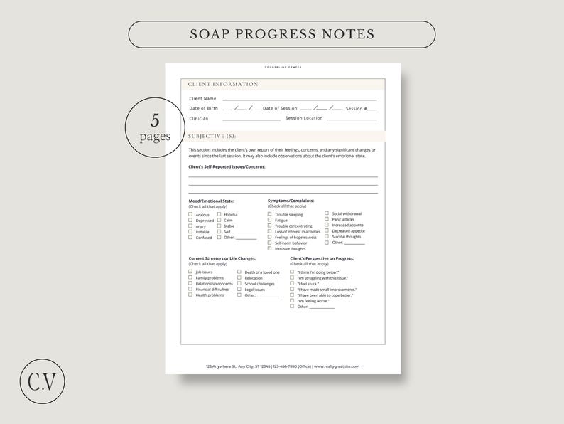 Therapy SOAP Progress Notes Template, Therapist Template, Social Work ...