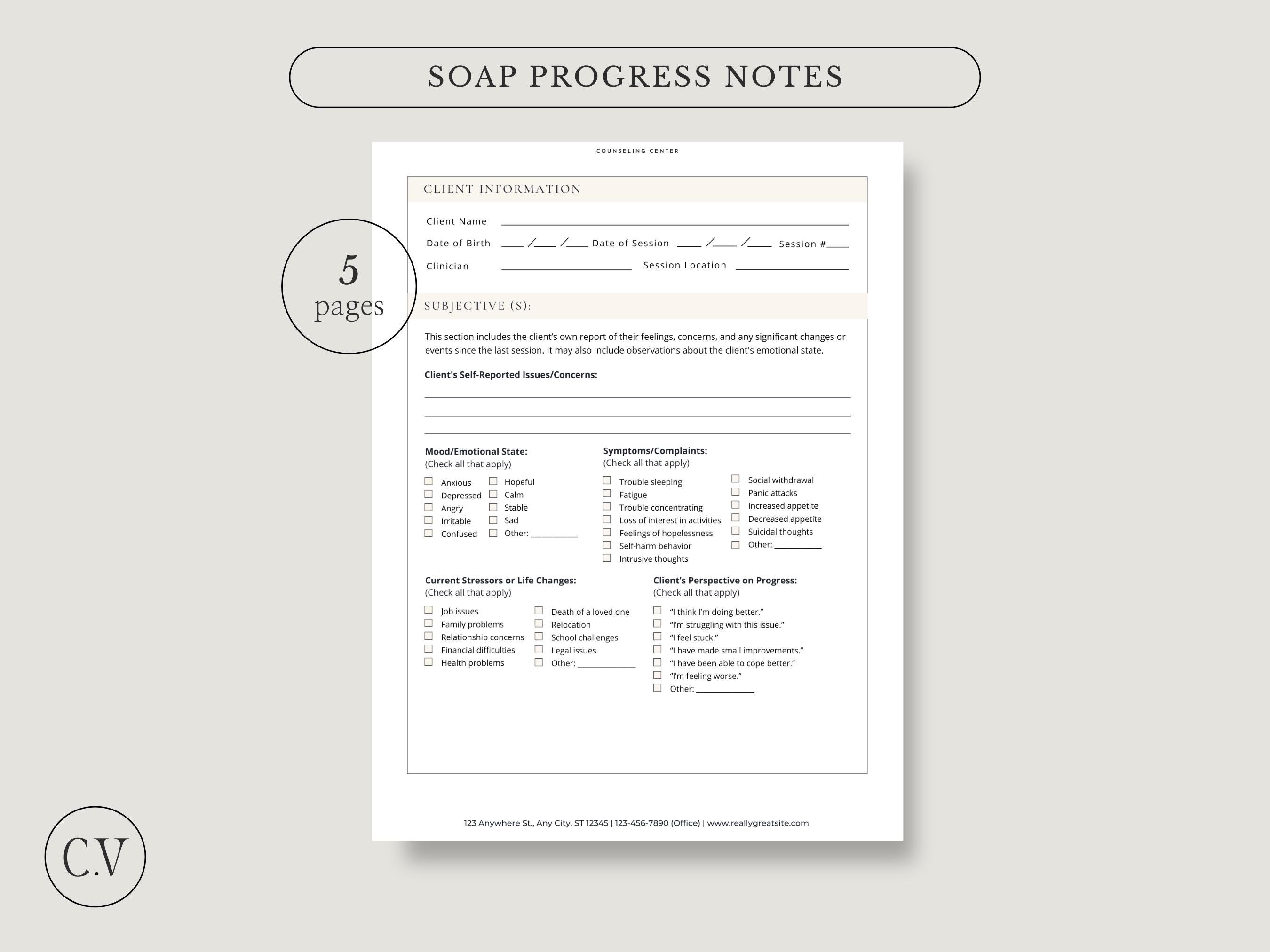 Therapy SOAP Progress Notes Template, Therapist Template, Social Work ...