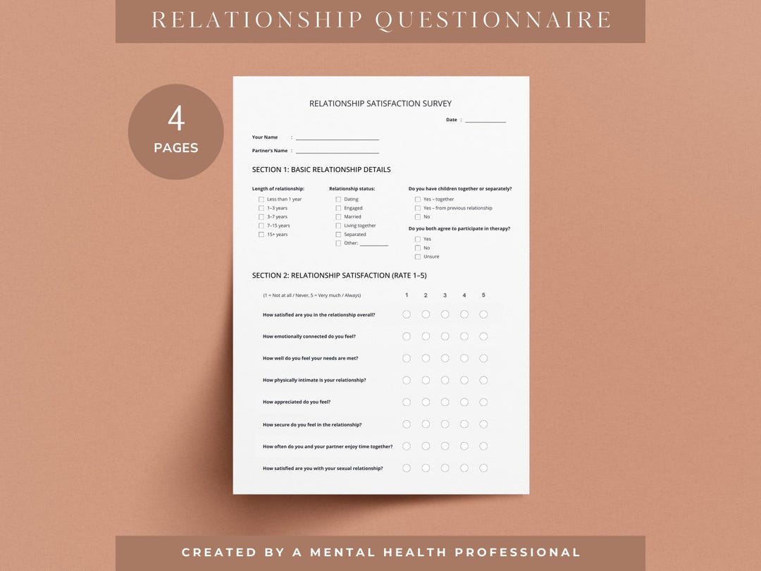 Relationship Questionnaire, Couples Therapy, Therapist Template ...