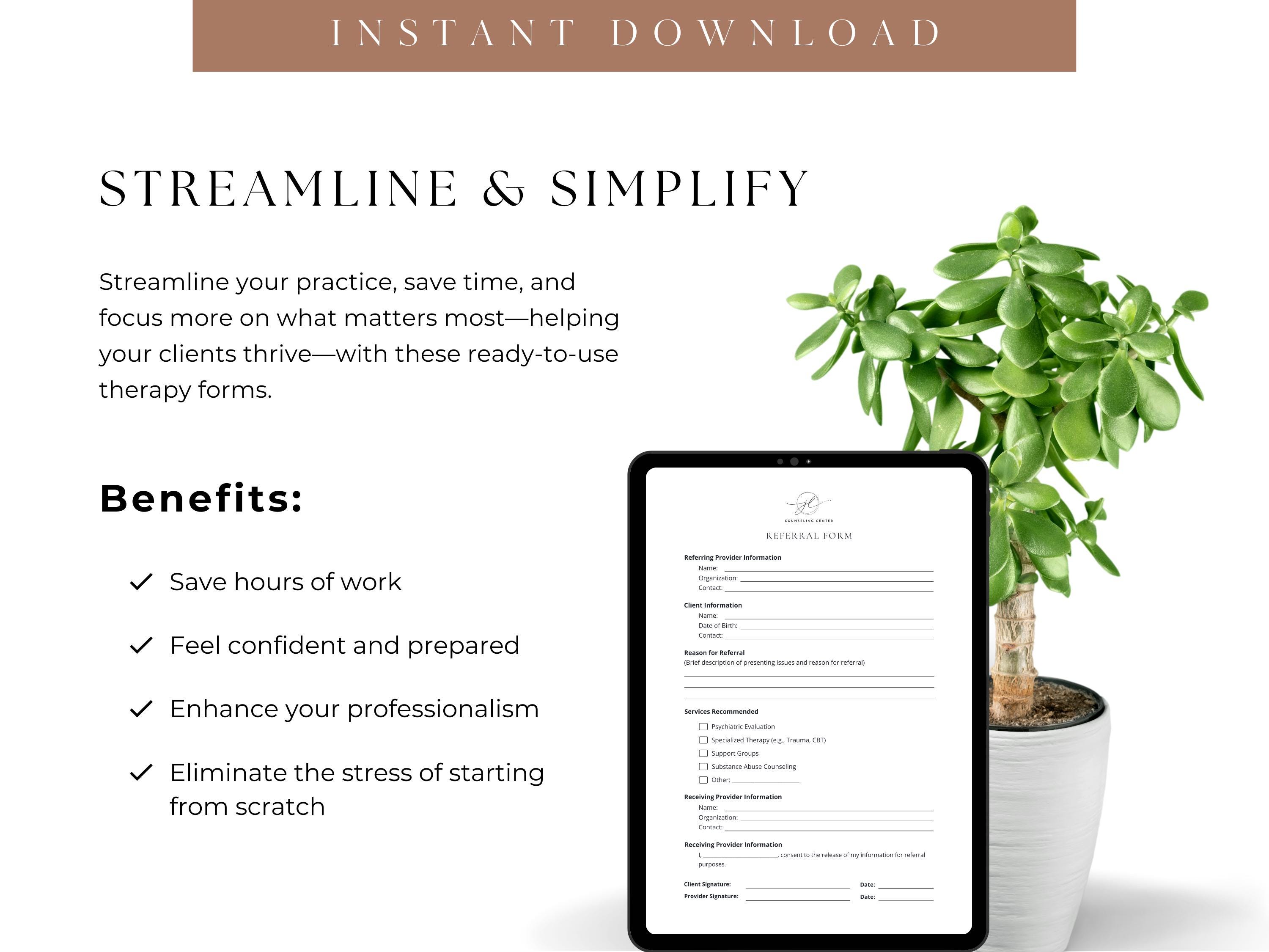 Therapy Referral Form, Therapist Template, Social Work Treatment Form ...