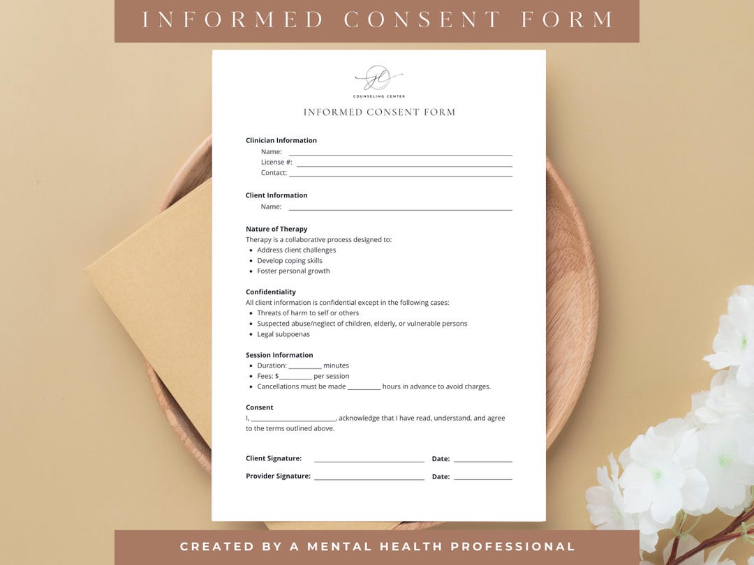 Therapy Informed Consent, Social Work Template, Counseling Form ...
