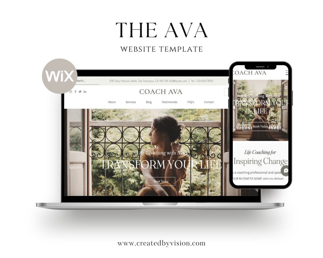 WIX Website Template, WIX Template Coach, Brand Website, Boho, Modern ...
