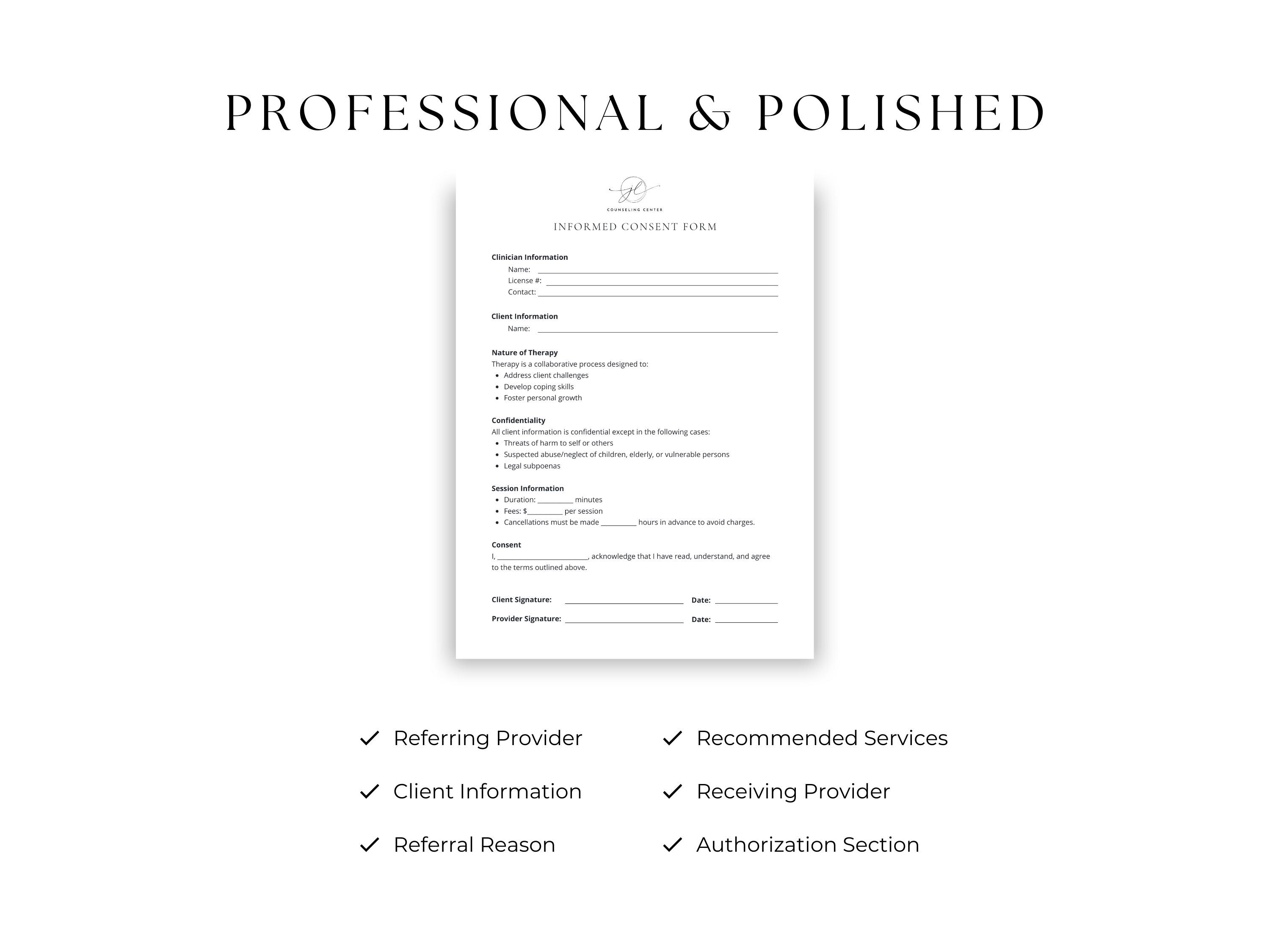 Therapy Informed Consent, Social Work Template, Counseling Form ...