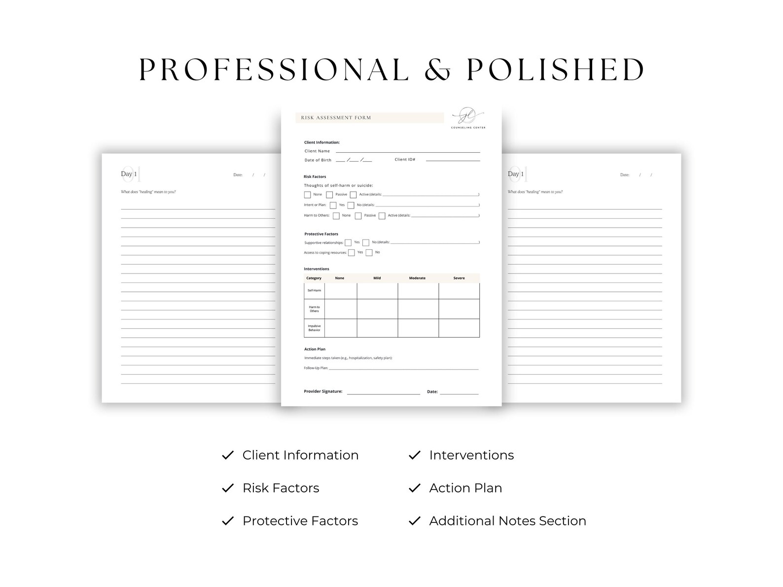 Therapy Risk Assessment, Therapist Template, Counseling Form ...