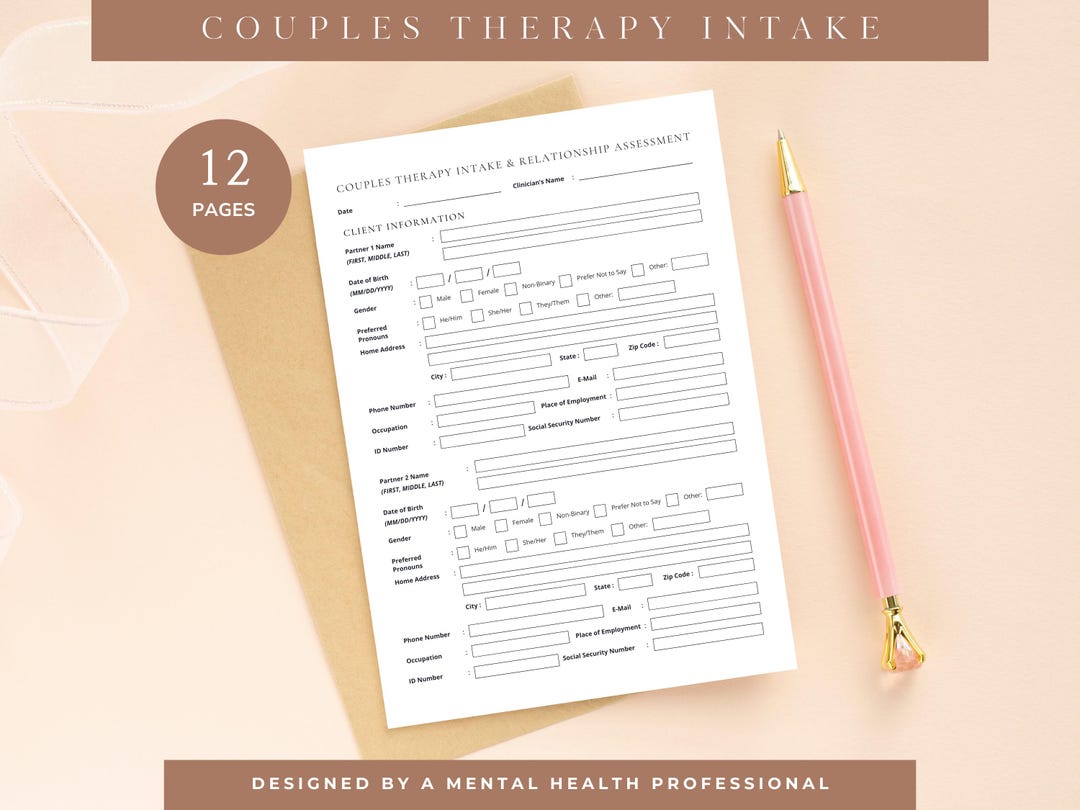 Couples Therapy Intake & Relationship Assessment, Therapist Template ...