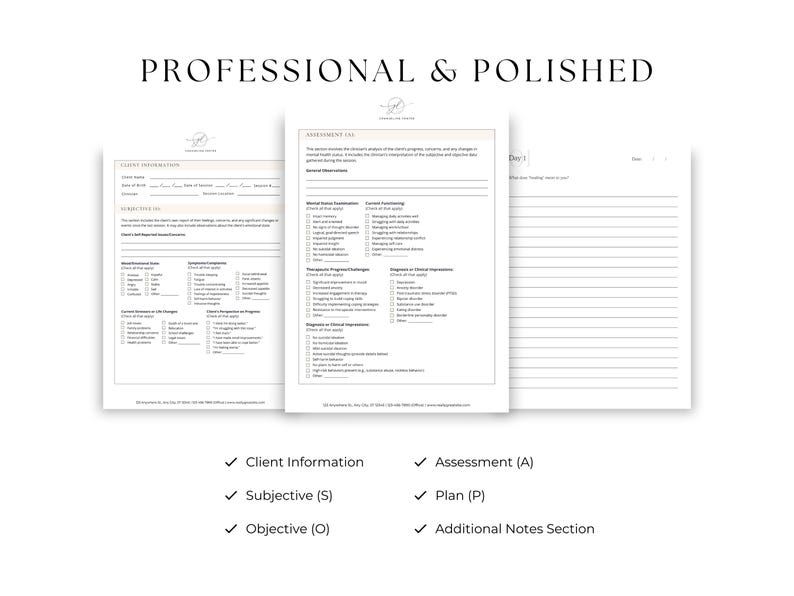 Therapy SOAP Progress Notes Template, Therapist Template, Social Work ...