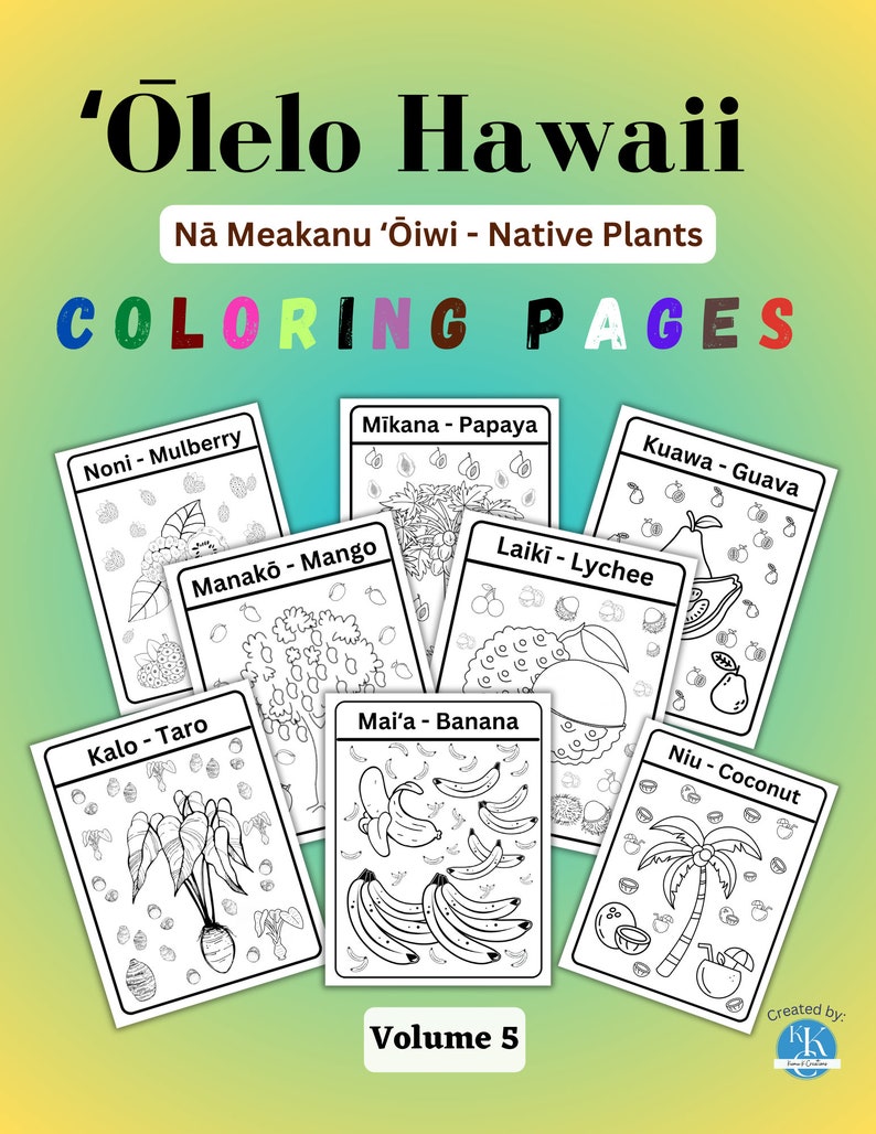 Custom Coloring Pages, ʻolelo Hawaii, PRINTABLE Download, Digital ...