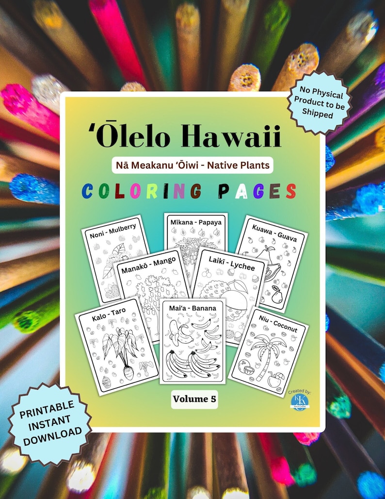 Custom Coloring Pages, ʻolelo Hawaii, PRINTABLE Download, Digital ...