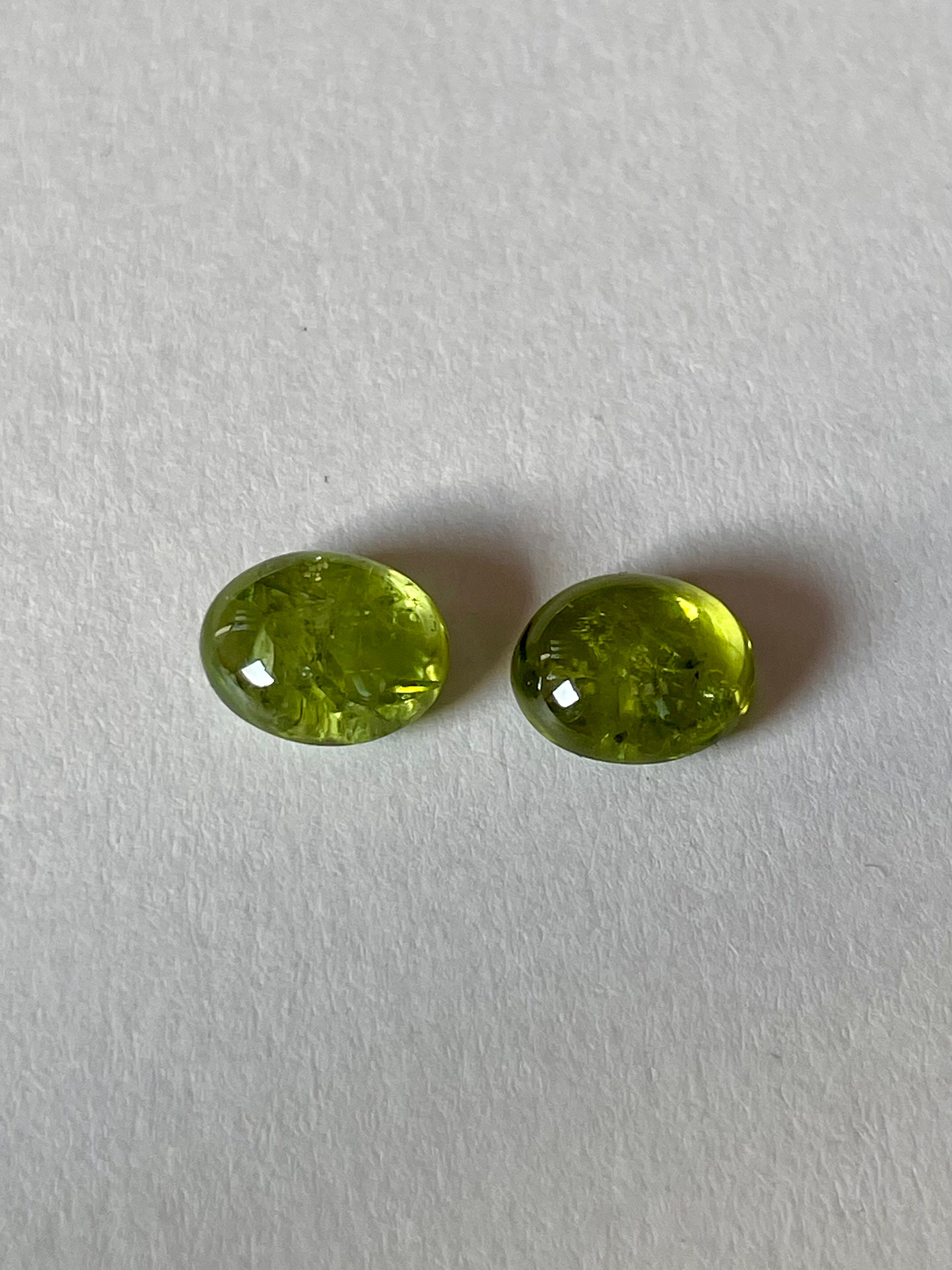 Natural Peridot Cabochon Pair, Yellowish Green Peridot, Peridot ...