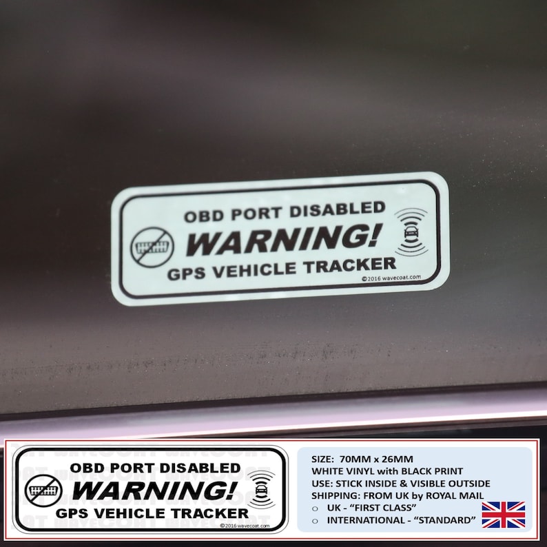 WARNING: 4 X OBD Port Disabled & GPS Tracker Fitted Window Stickers for ...
