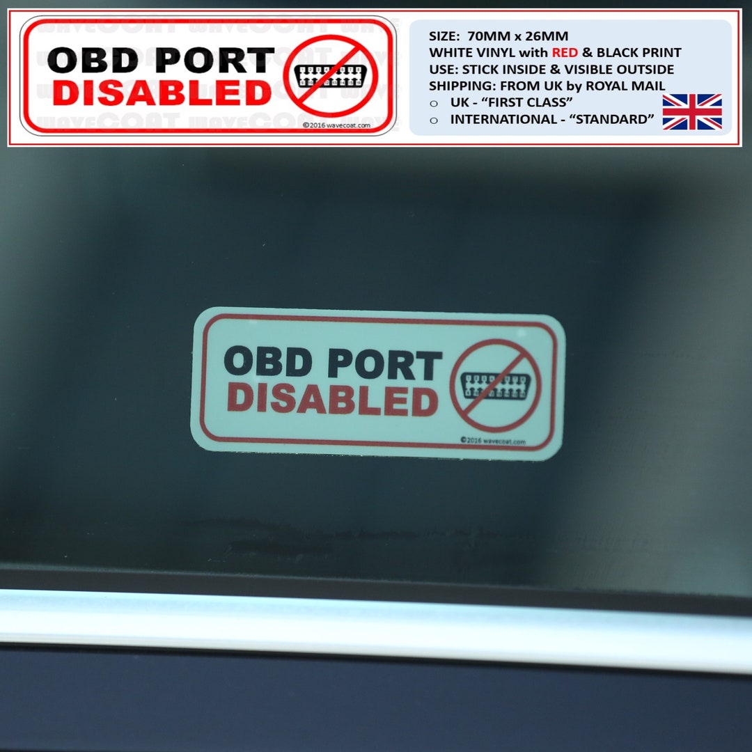 4 X OBD PORT Disabled Window Stickers. Internal Theft Deterrent ...