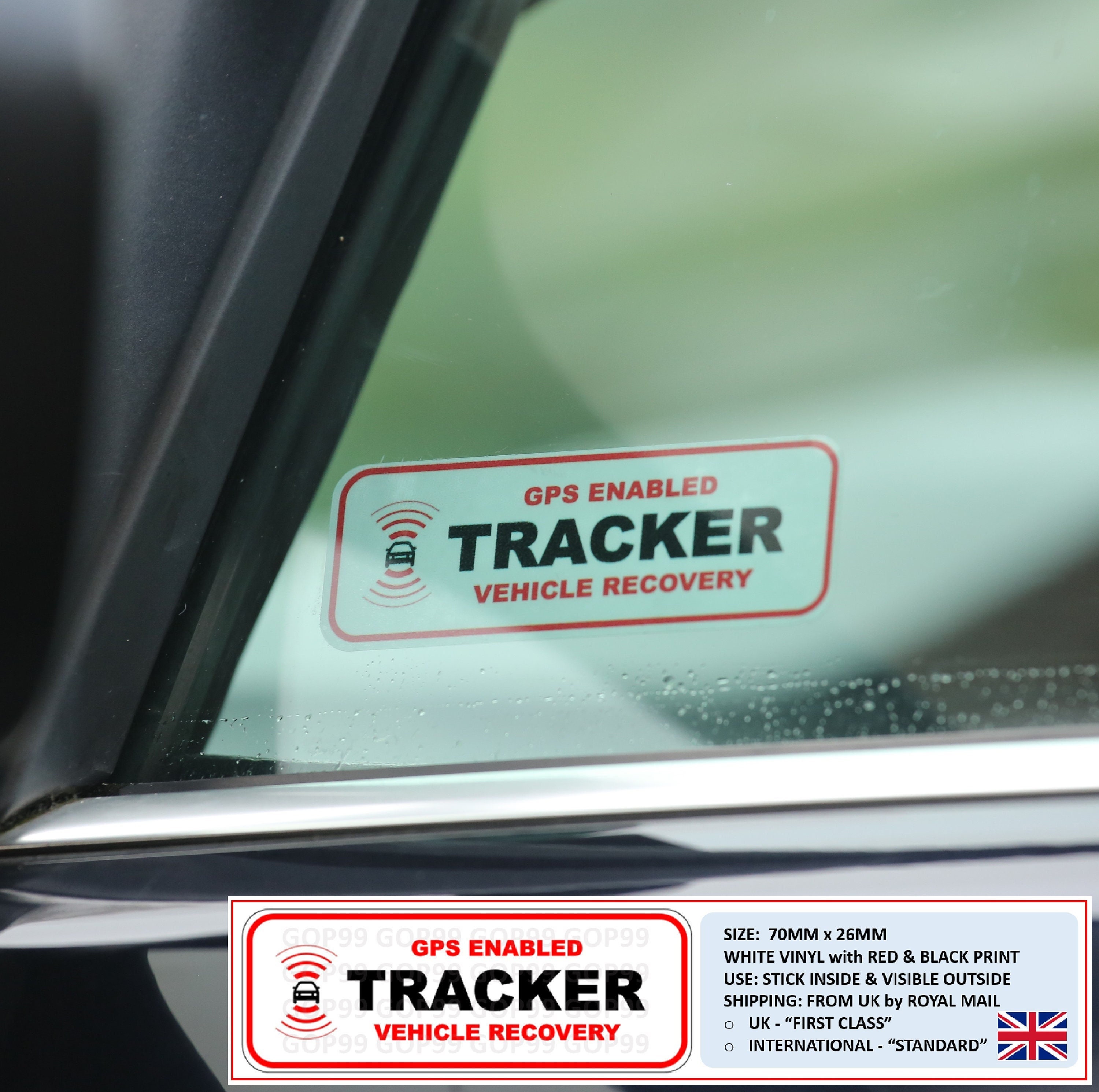 4 X TRACKER Window Stickers Internal Fit to Prevent & Deter Theft of ...