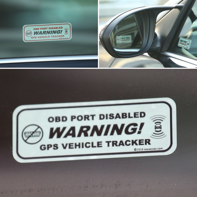 WARNING: 4 X OBD Port Disabled & GPS Tracker Fitted Window Stickers for ...