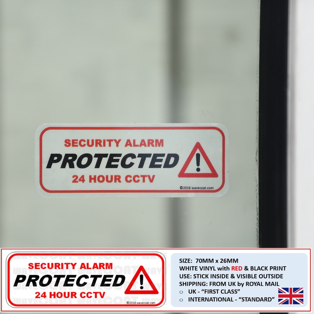 4 X 24 HOUR CCTV Protected Window Stickers - Internal Fit Surveillance ...