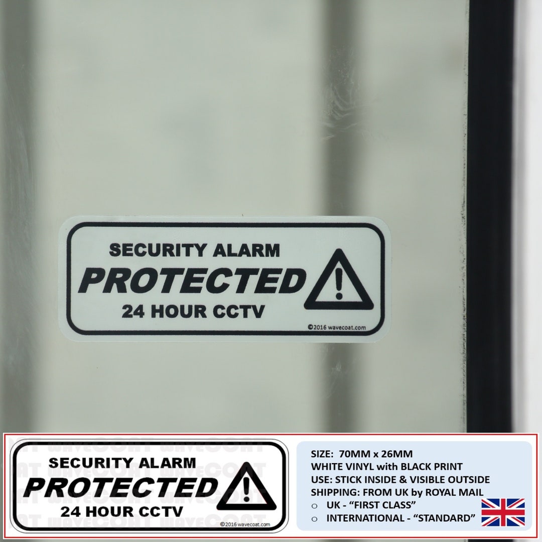 4 X PROTECTED 24 HOUR CCTV Window Stickers for Home, Business, Car, Van ...