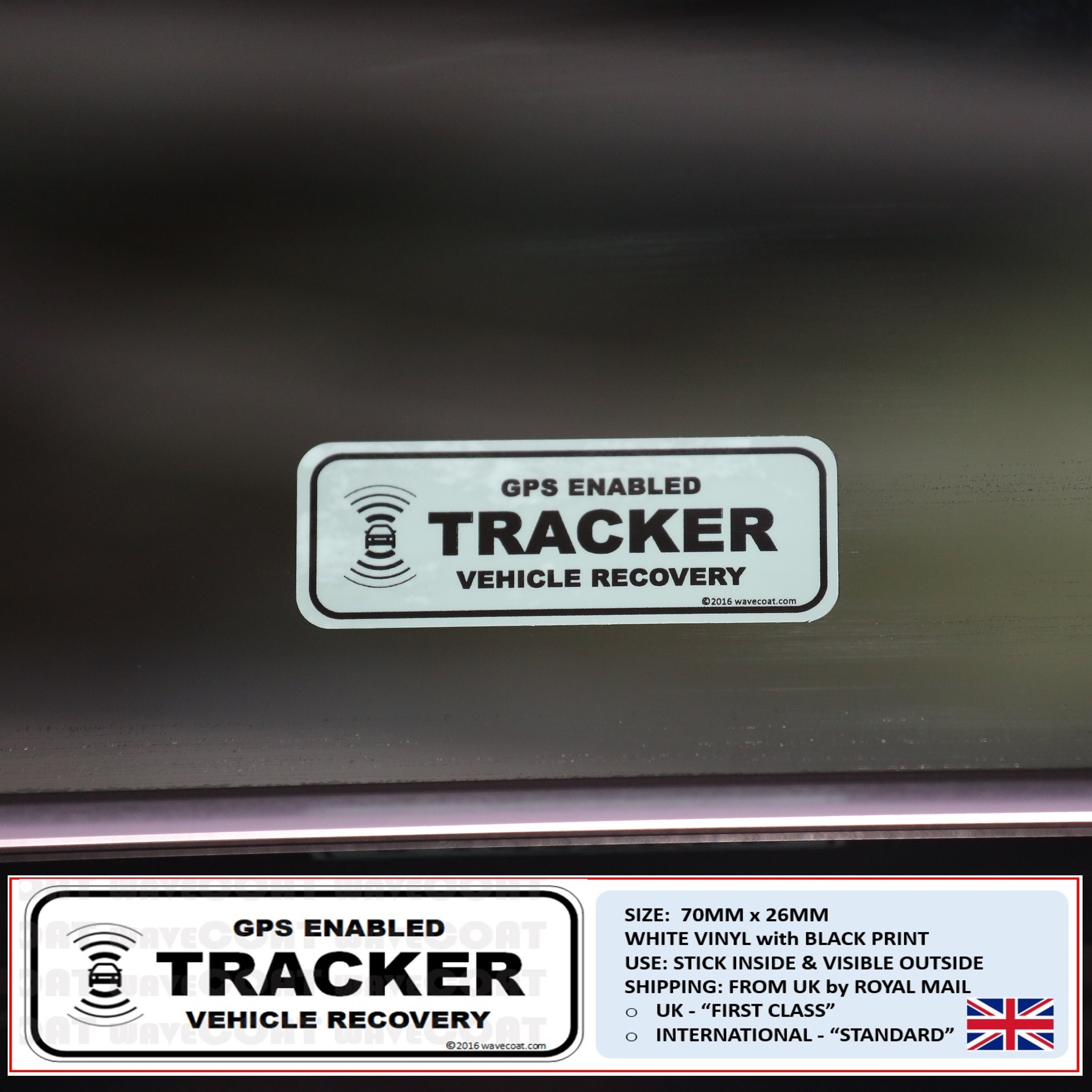 4 X TRACKER Window Stickers for GPS Enabled Vehicle Recovery of Car ...