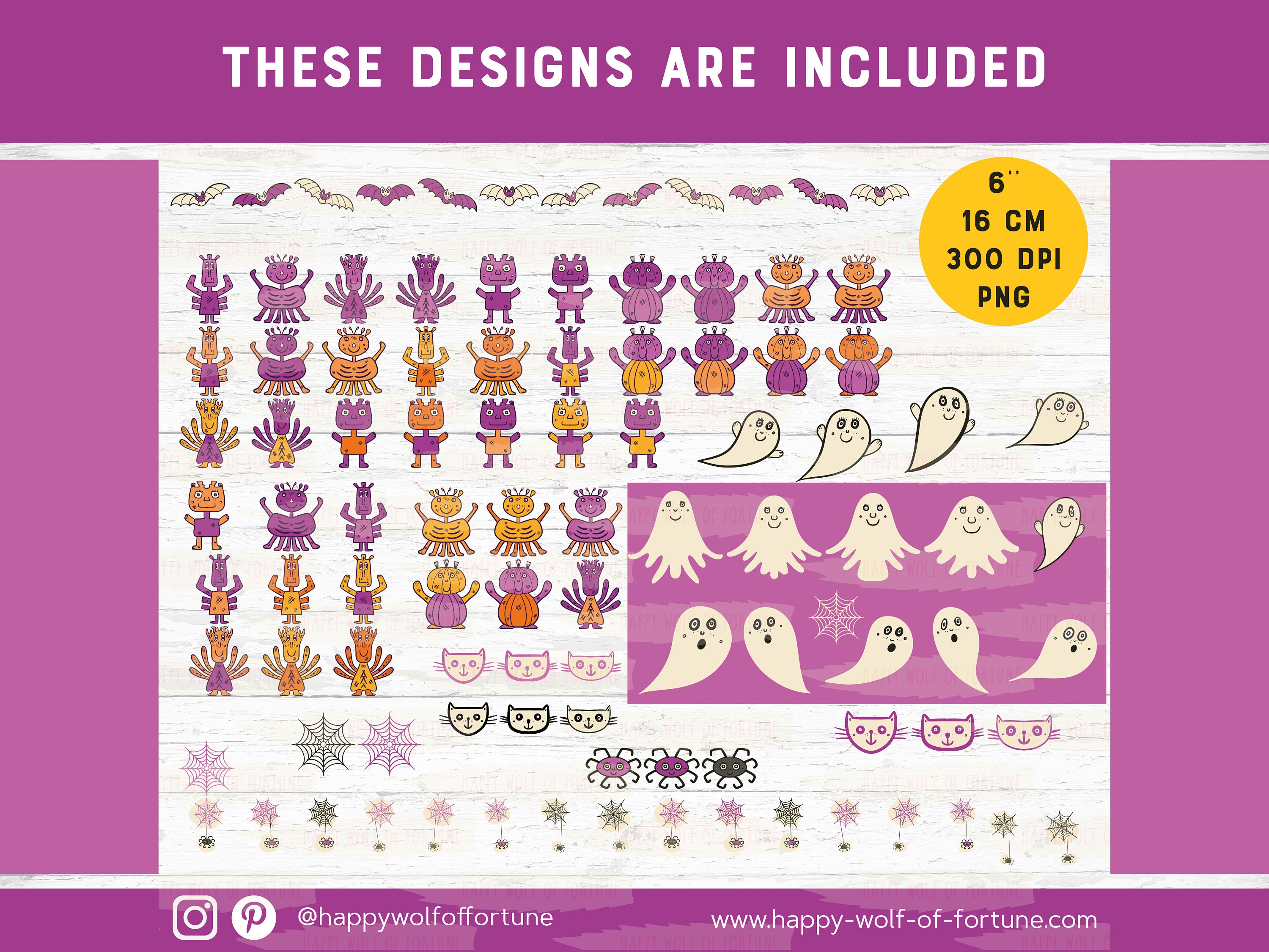 Monster Mash Halloween PNG Clipart Set With Monsters Cats - Etsy