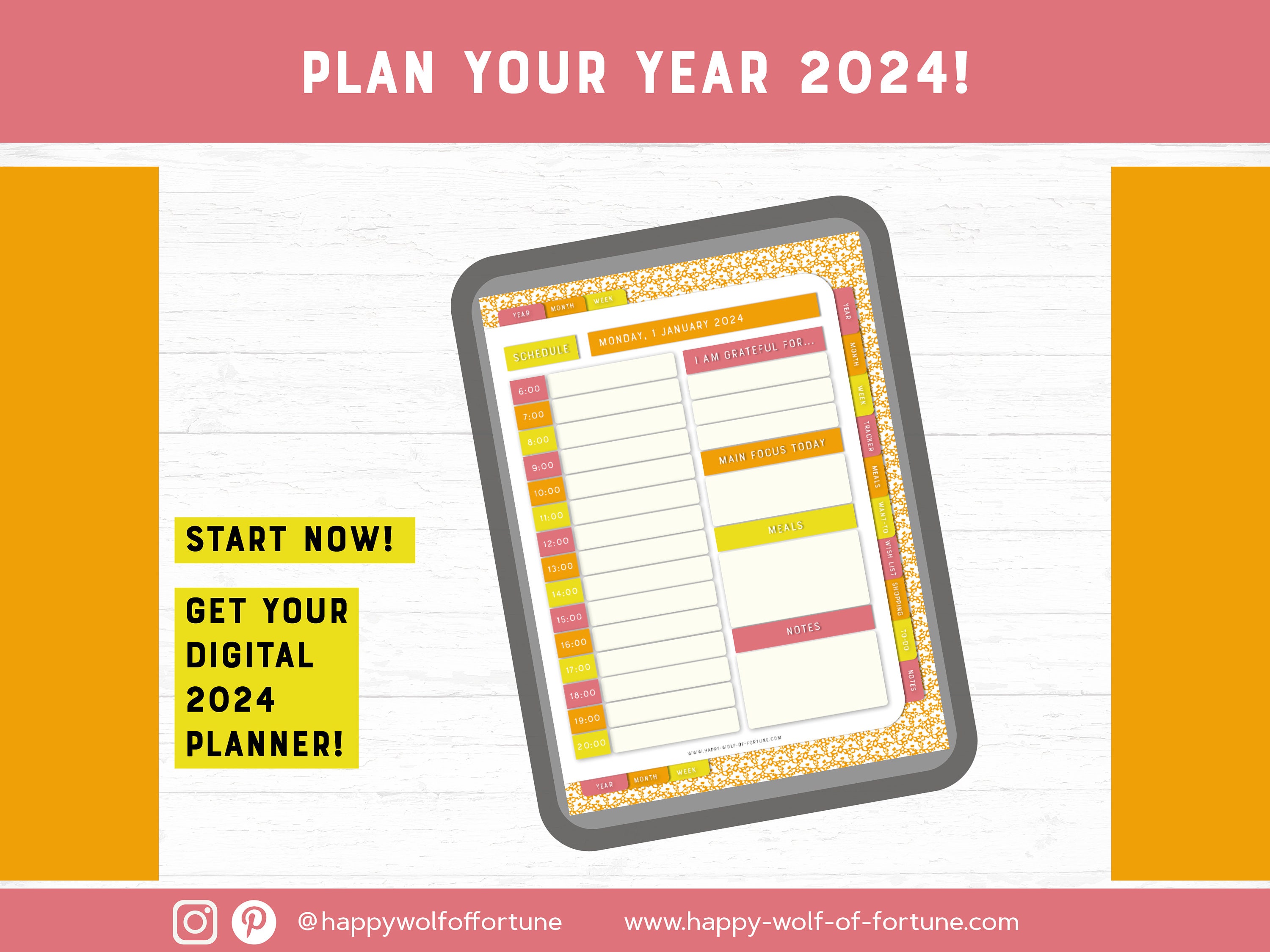 2024 Digital Planner Digital Journal With White Roses on - Etsy