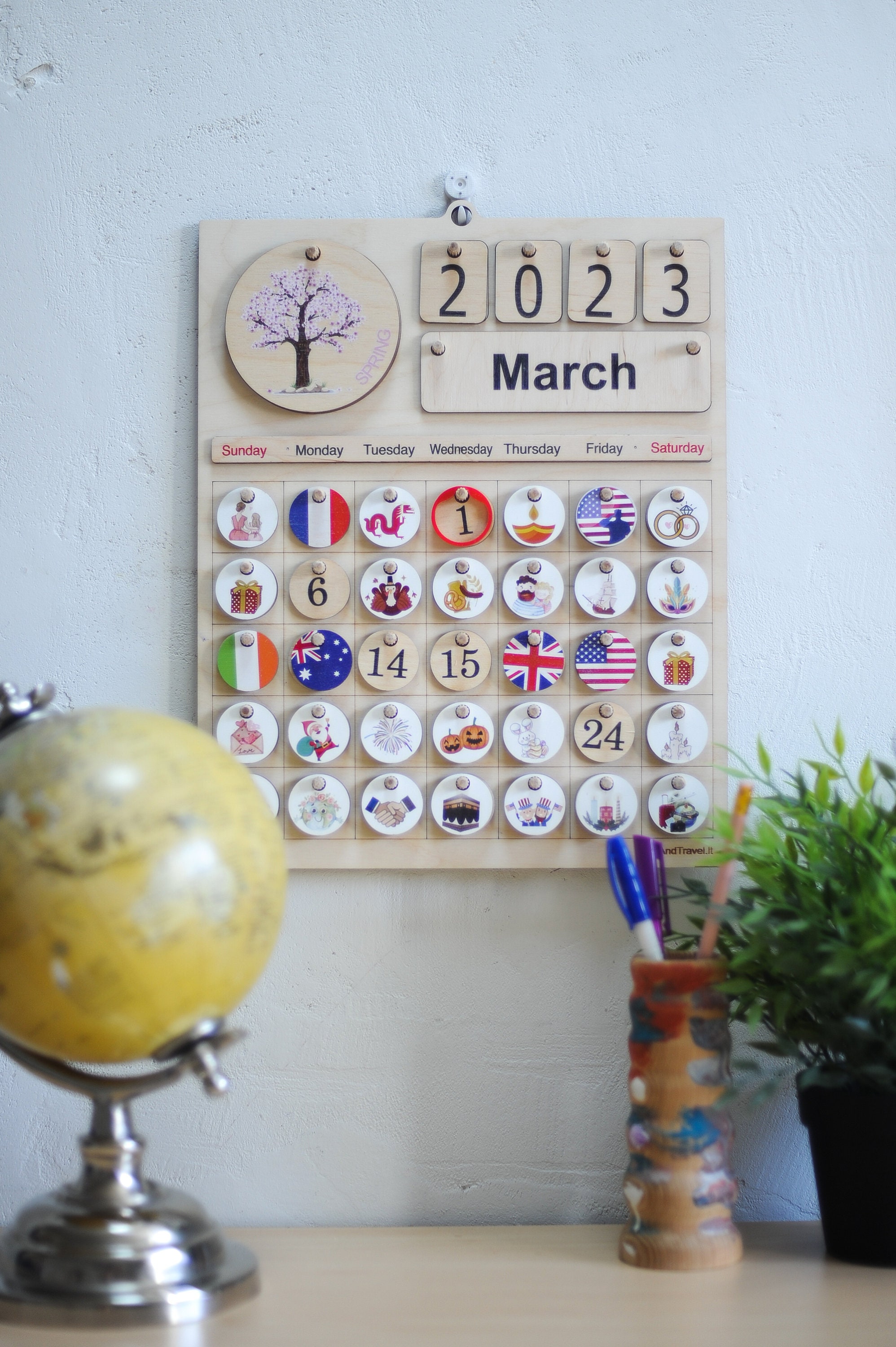 Wood Calendar| Wooden Desk Calendar| Wood Wall Calendar| Wooden ...