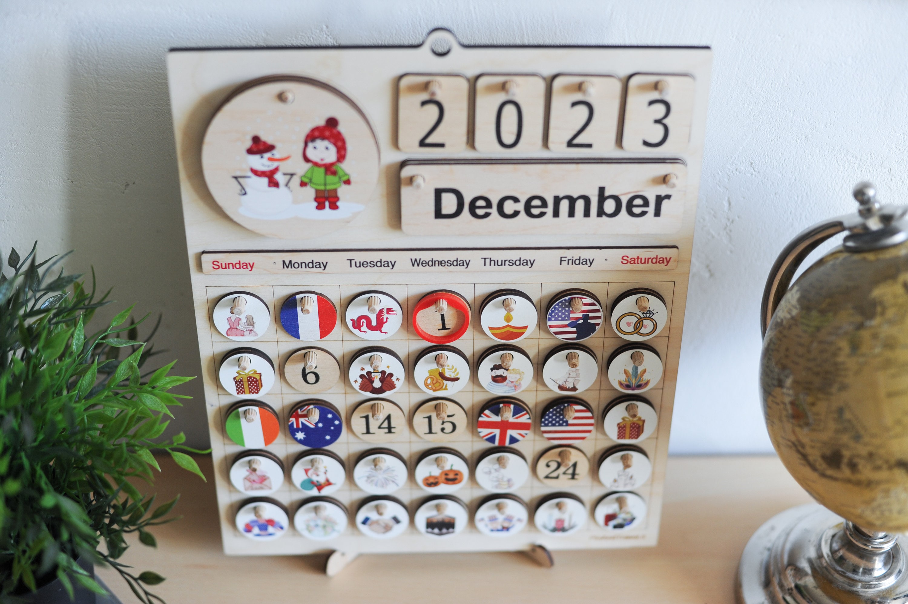 Wood Calendar| Wooden Desk Calendar| Wood Wall Calendar| Wooden ...