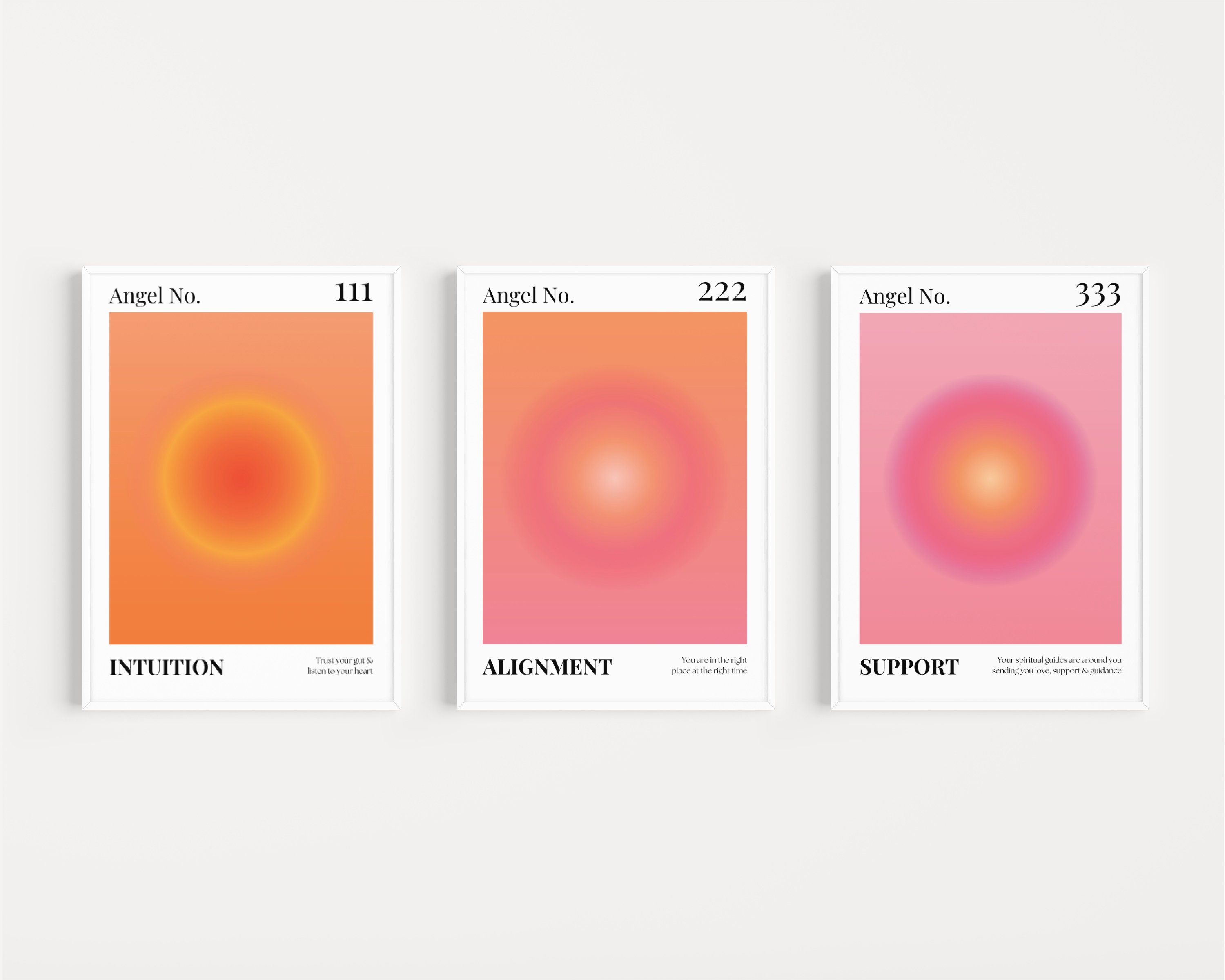 Angel Numbers Set of Three Prints Cute Feminine Affirmation - Etsy
