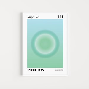Green Angel Number Poster, 111 Intuition, Aura Poster, Manifesting Wall ...