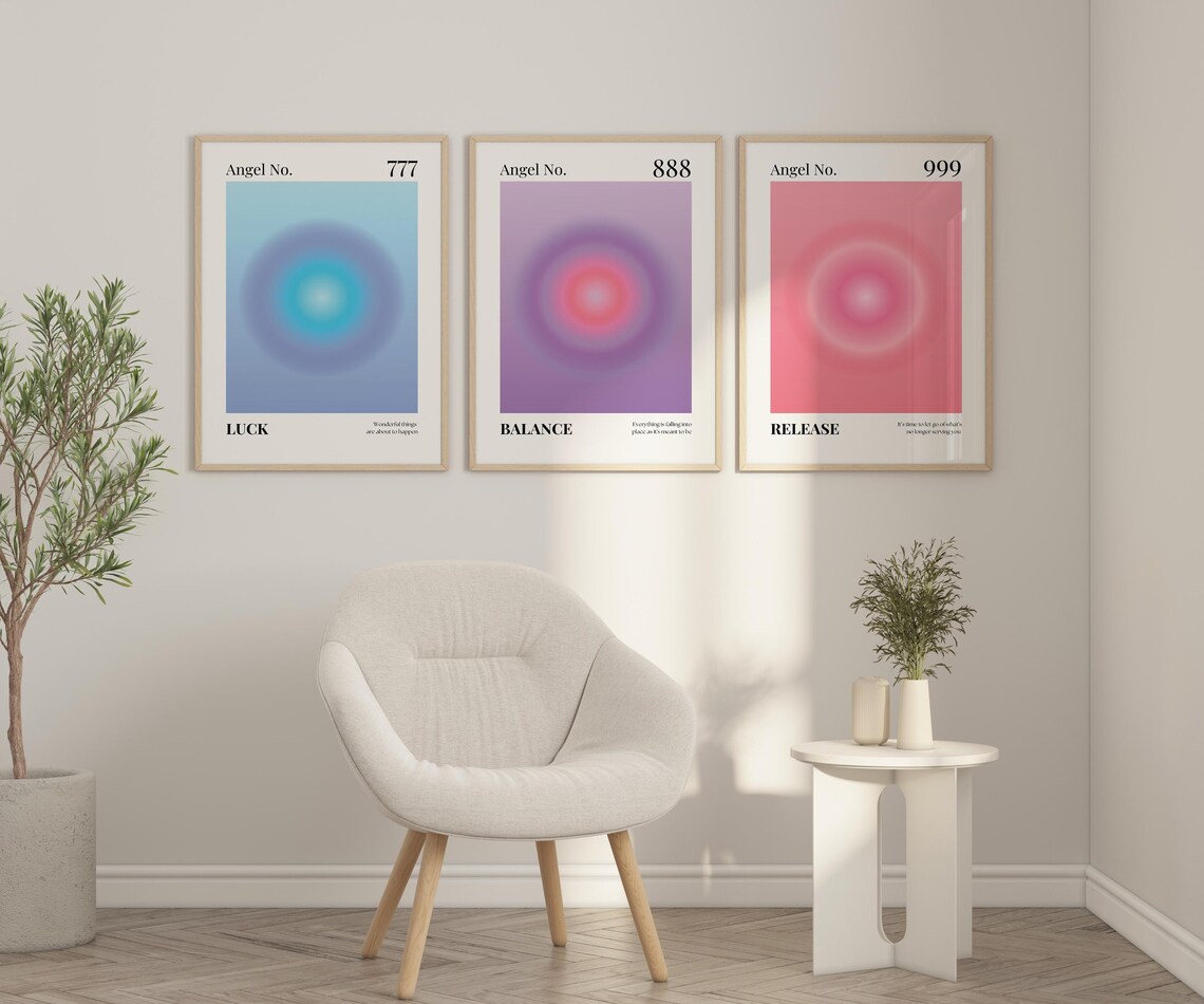 Angel Numbers Set of Three Prints Cute Feminine Affirmation - Etsy