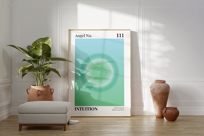Green Angel Number Poster 111 Intuition Aura Poster - Etsy