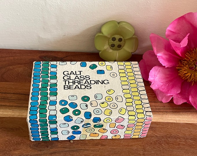 Vintage Box of Galt Glass Threading Beads - Etsy