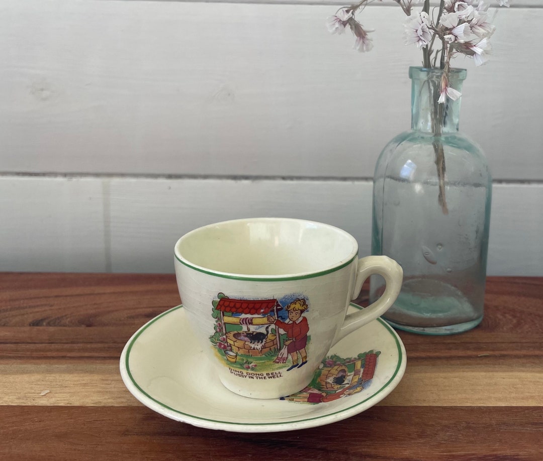 Antique Nursery Rhyme Cup and Saucer 1930s - Etsy