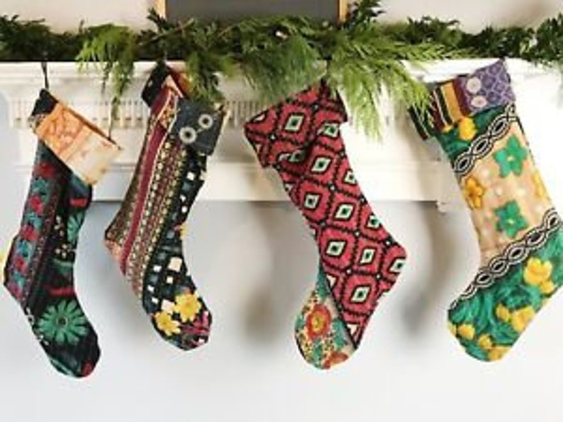 Christmas Stocking Kantha Stockings Set of 5 -100 Pcs Set Vintage ...