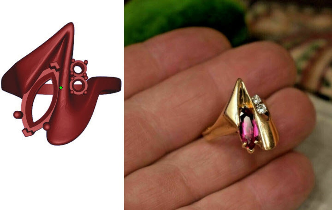 Designer Gemstone Ring Digital File for 3D Printing and Lost Was ...