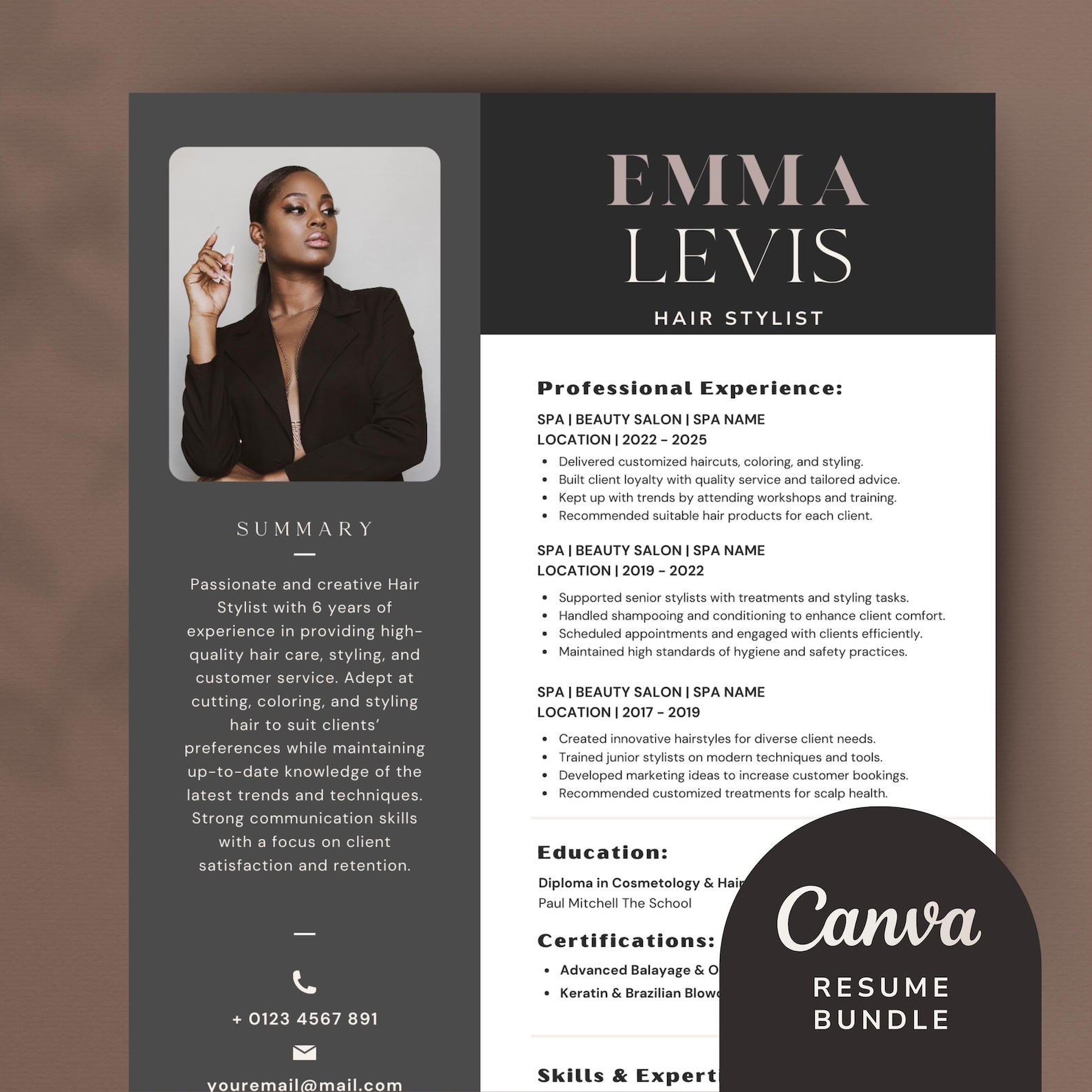Hair Stylist Resume Template, Hair Extension Specialist CV, Beauty ...