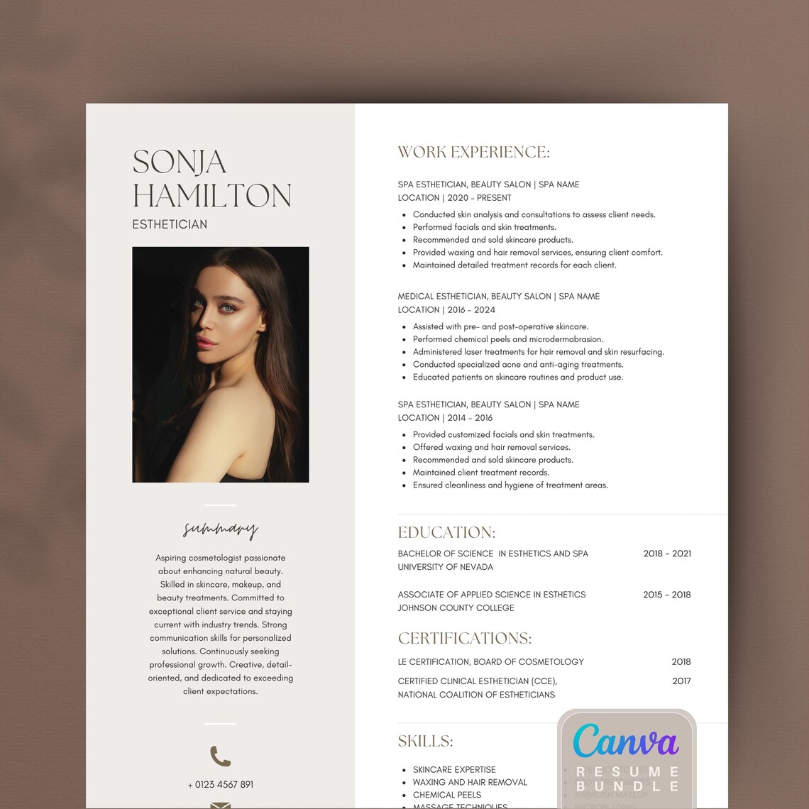 Esthetician Resume Template Canva, Esthetician Resume Template Kit ...