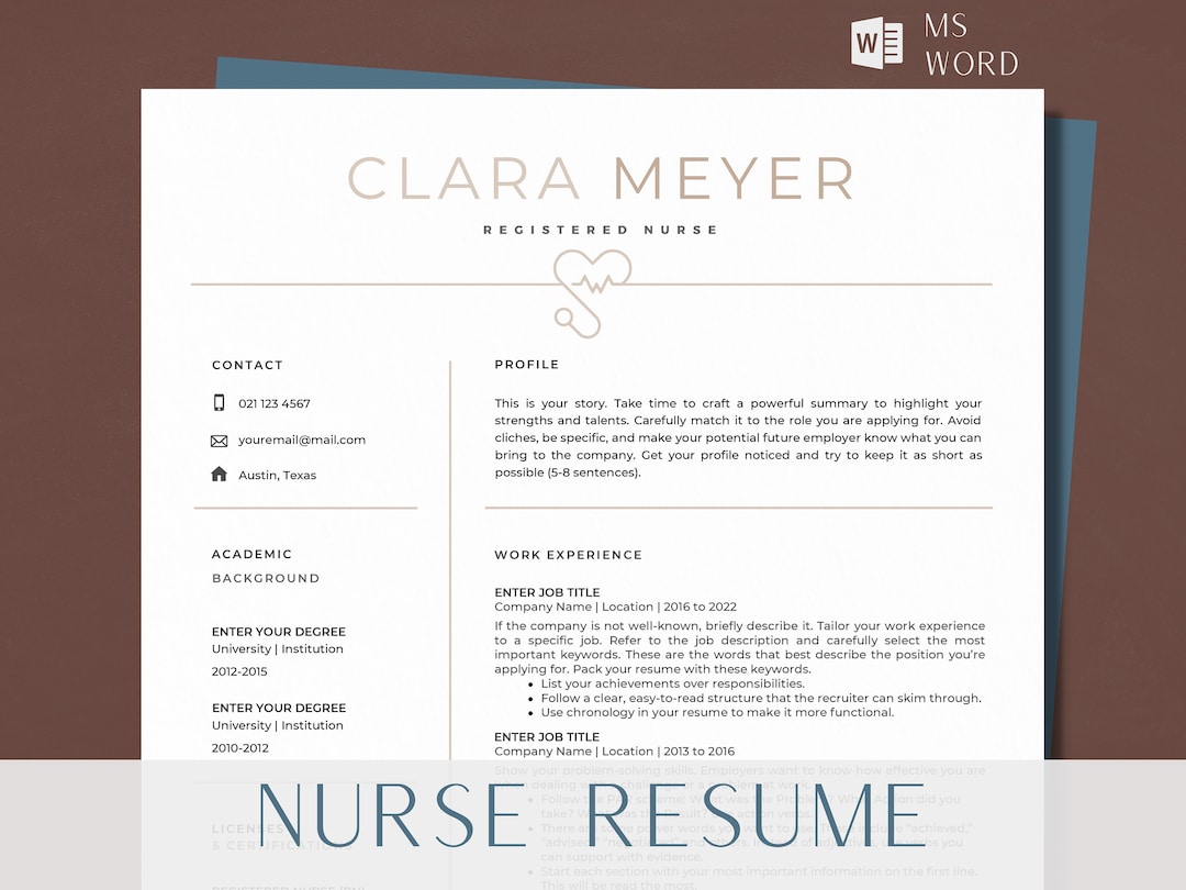 Aesthetic Nurse Resume Template, Nurse Resume Minimalistic, Register ...