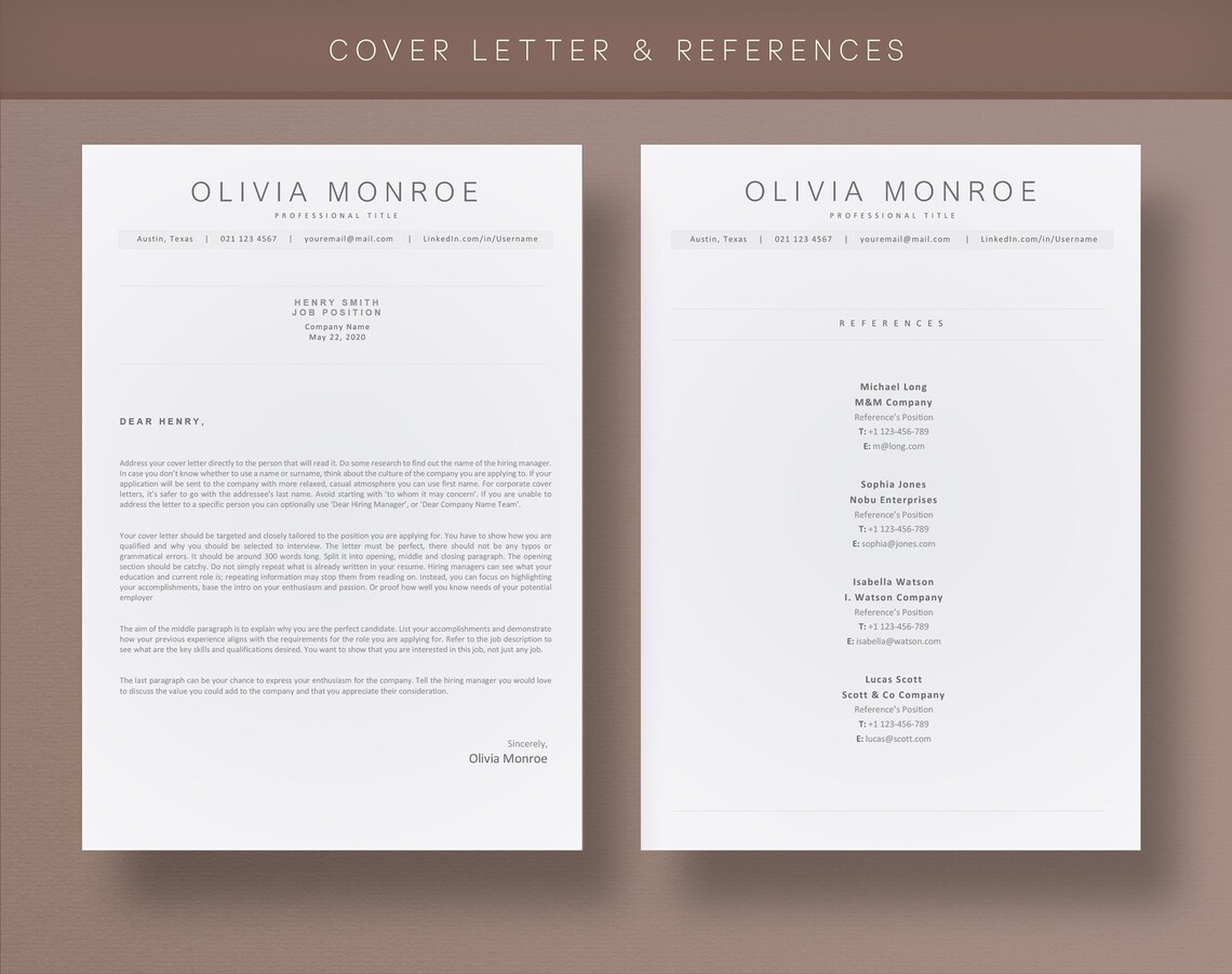 ATS Resume Template Google Docs Pages Word Minimalist ATS - Etsy