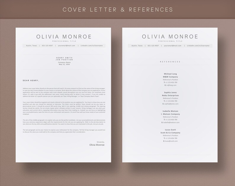 ATS Resume Template Google Docs Pages Word Minimalist ATS - Etsy