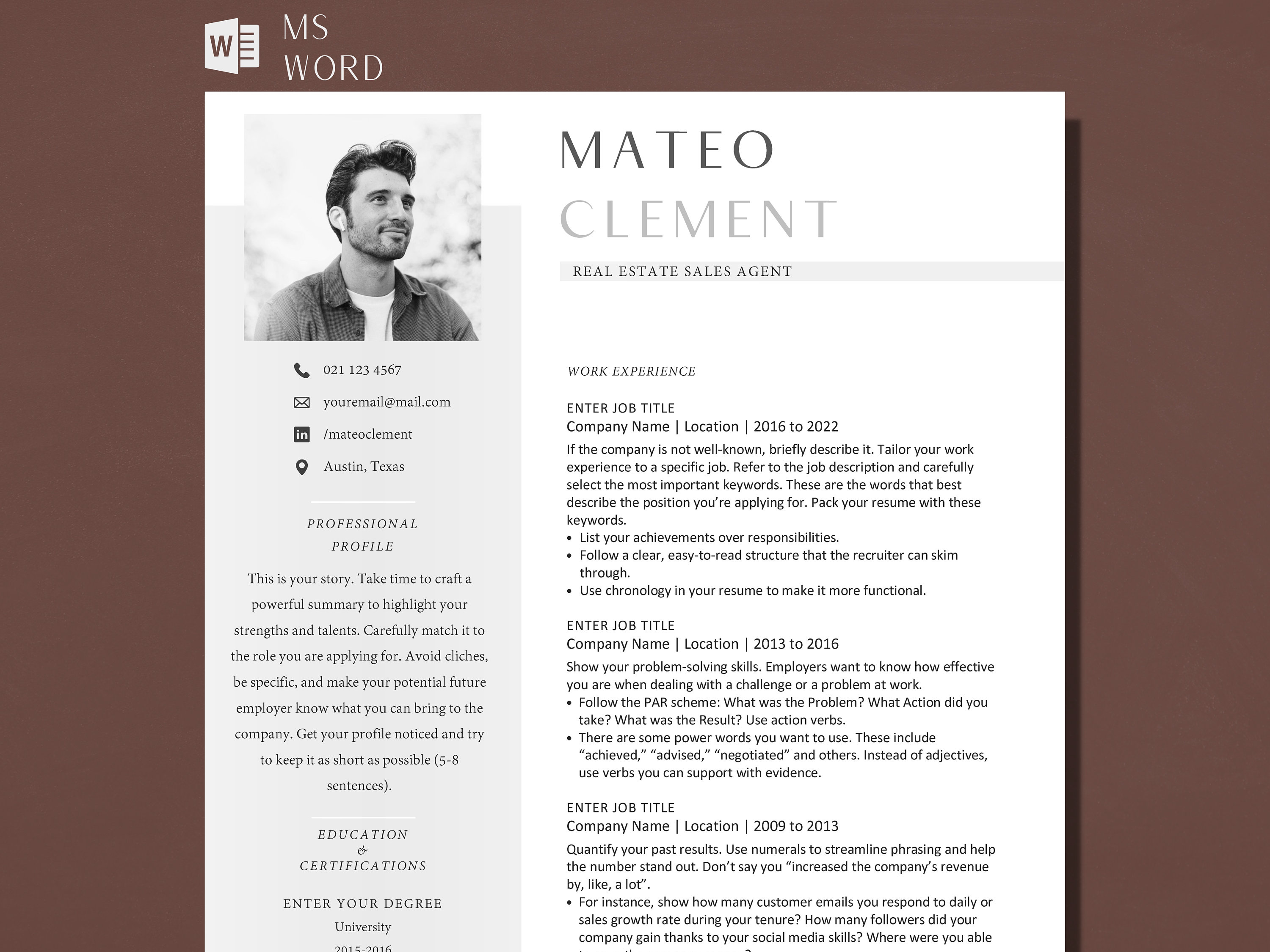 Real Estate Agent Resume Template With Cover Letter and References ...