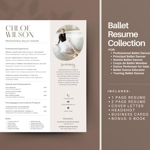 Ballet Resume Bundle for Canva, Resume Template Canva Resume, Cover ...