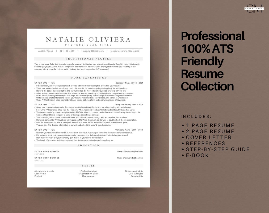 Executive Resume Template Word and Guide, ATS Compliant Resume Template ...